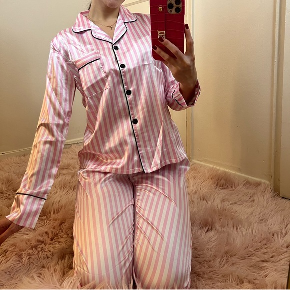 Intimates & Sleepwear | Silk White And Pink Pijamas | Poshmark